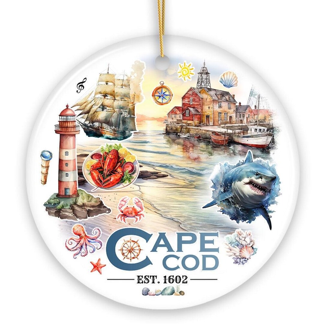 Artistic Cape Cod Exhibit Ornament, Massachusetts Landmark and Souvenir ...