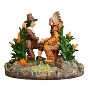 Harvest Harmony Kinship Between Native Americans and Pilgrims Figurine ...
