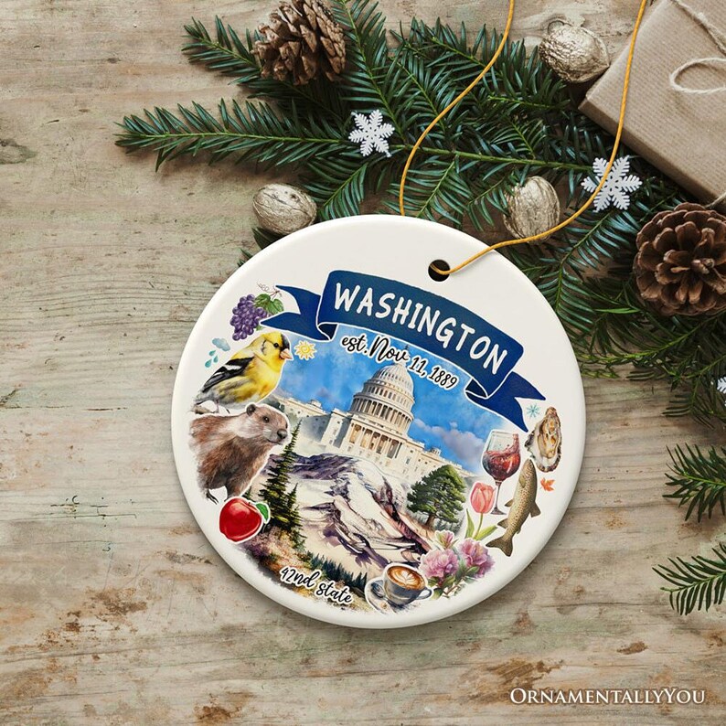 Artistic Washington State Themes and Landmarks Christmas Ornament - Etsy