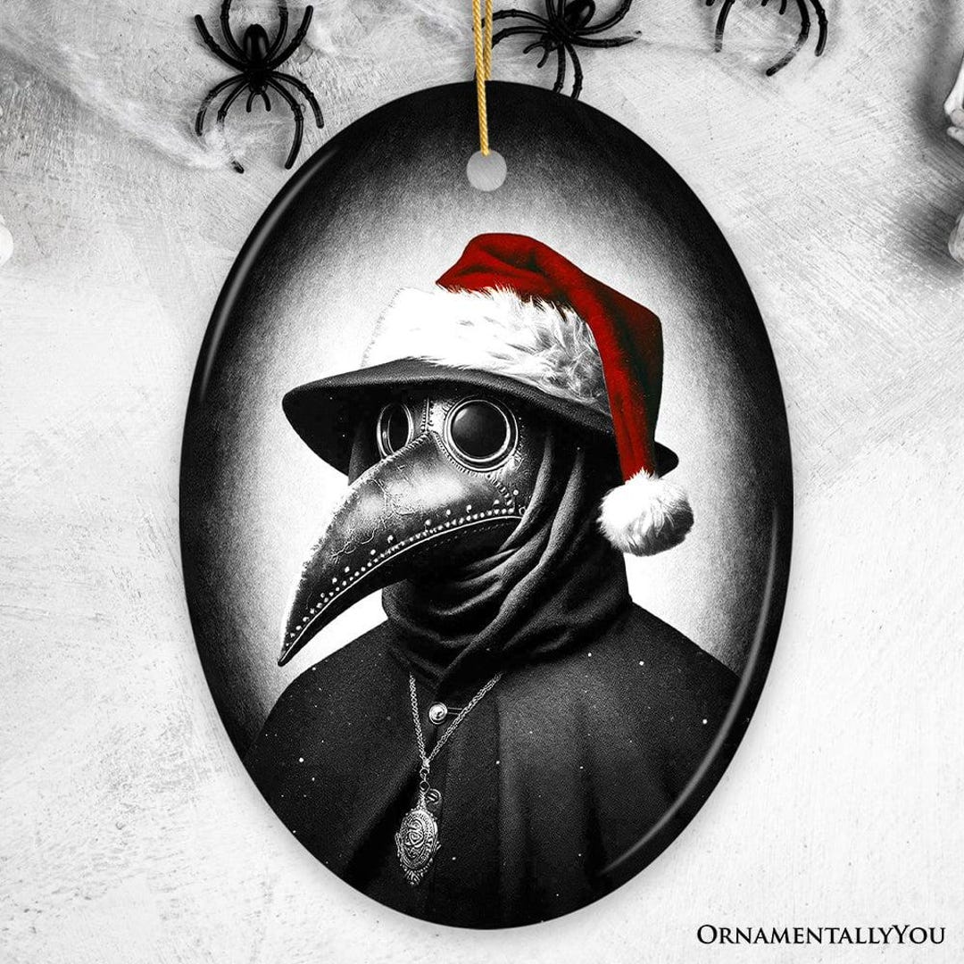 Grim Plague Doctor With Santa Hat Ceramic Ornament, Dark Christmas ...