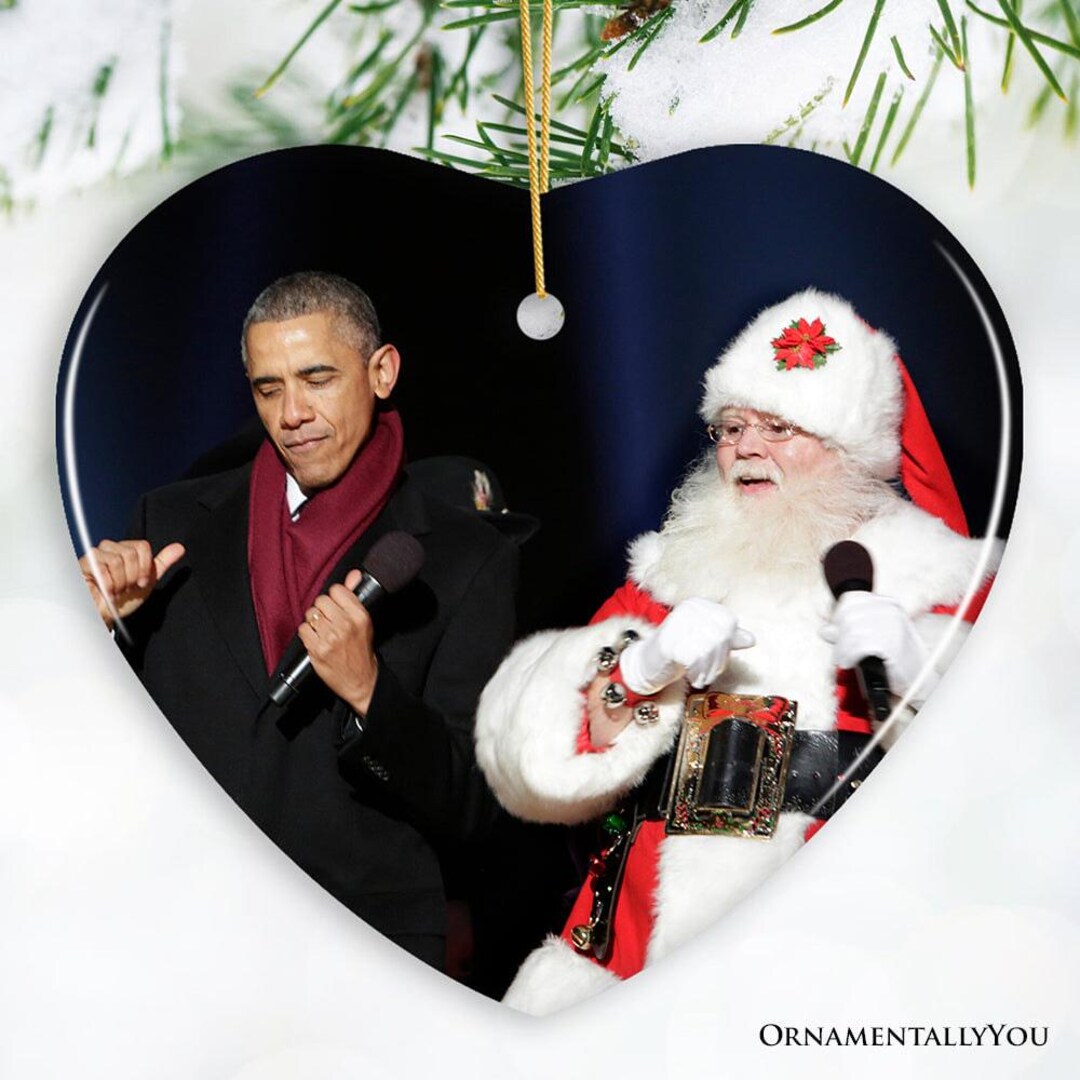 Barack Obama and Santa Claus Vibing Christmas Ornament - Etsy