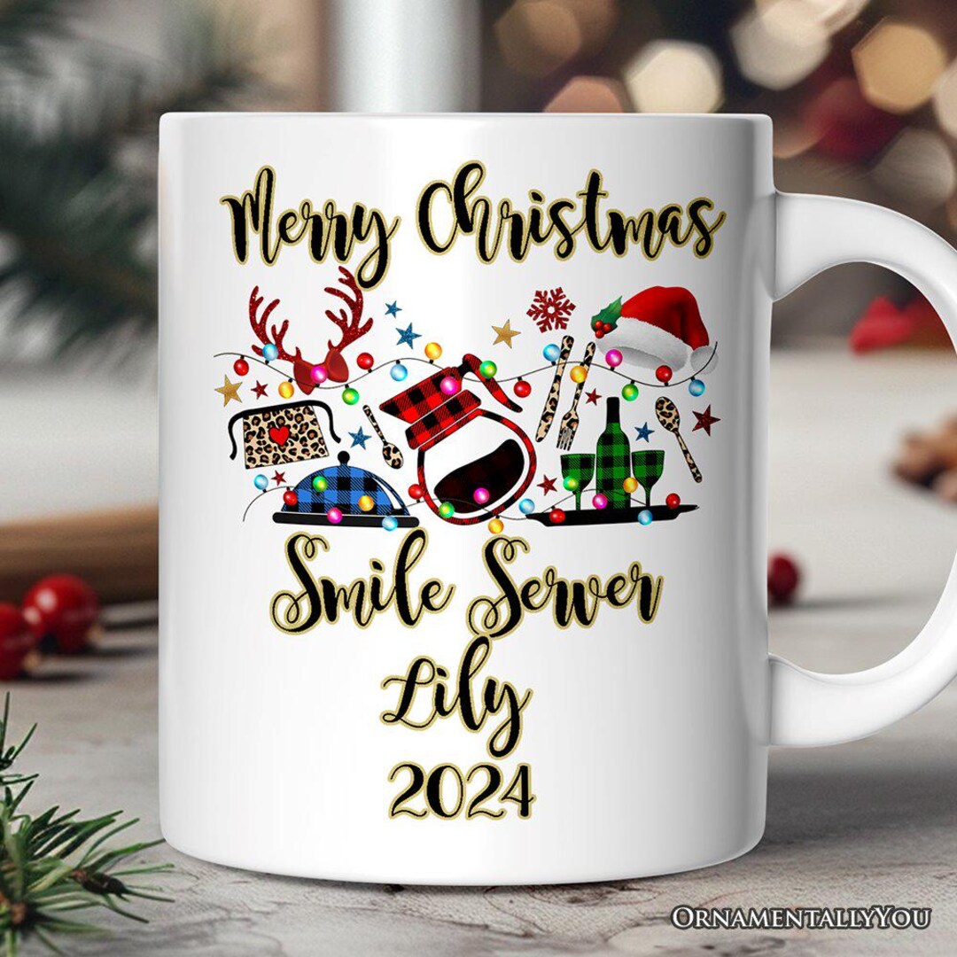 Personalized Mug Waitress Buffalo Plaid Christmas Gift - Etsy