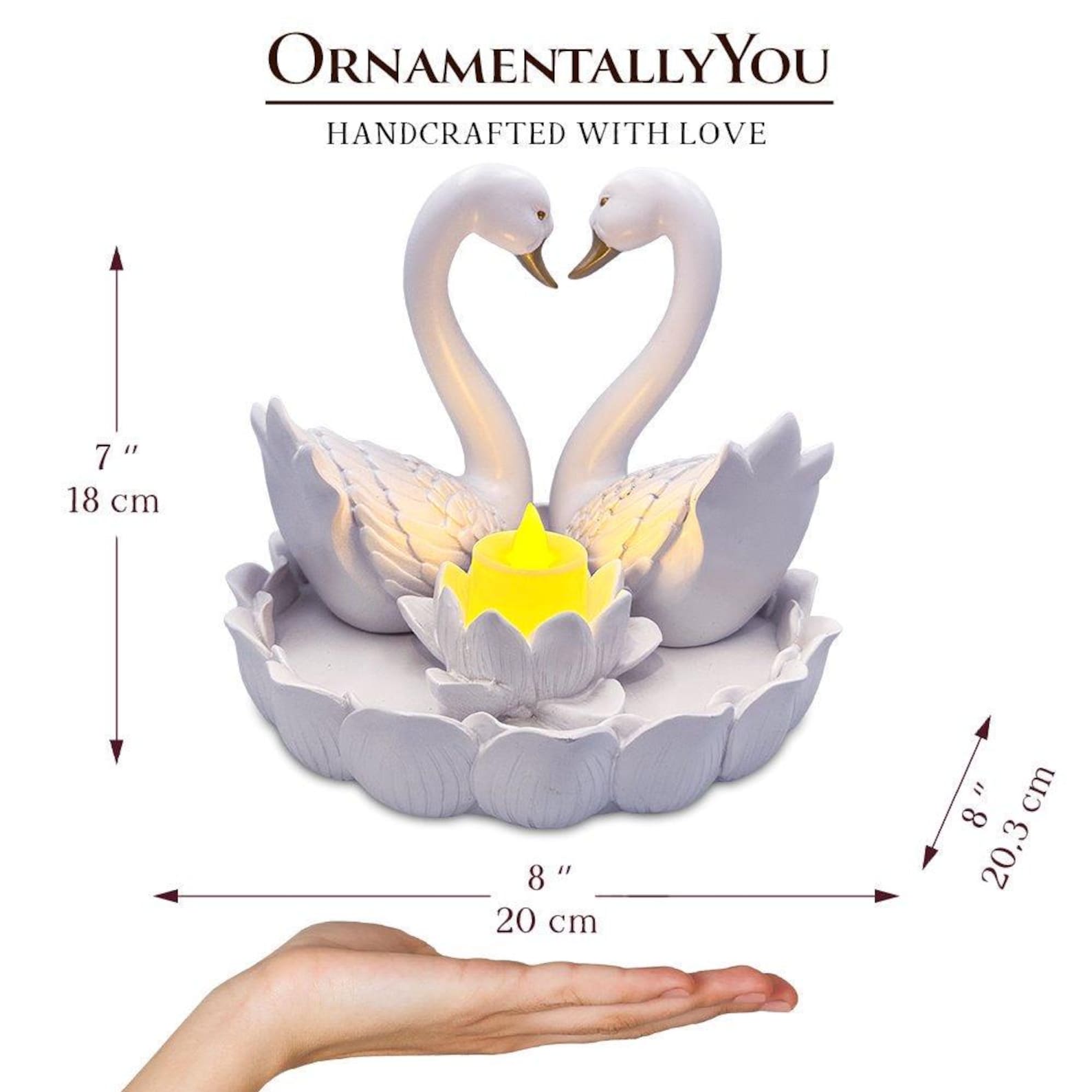 Elegance in Union Swan Figurine and Tealight Candle, 7" Romantic ...