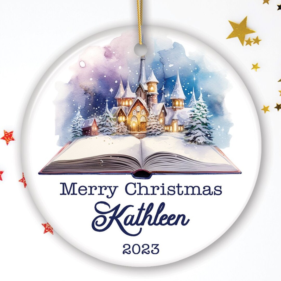 Magical Christmas Story Book, Watercolor Personalized Ornament - Etsy