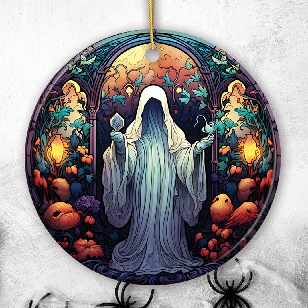 Spectral Shivers Hauntingly Scary Ghost Stained Glass Style Ceramic ...