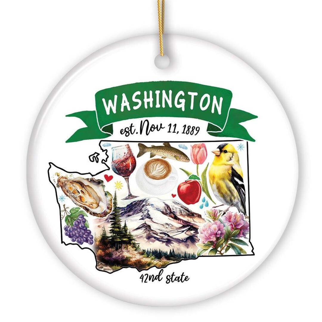Artistic Washington State Themes and Landmarks Christmas Ornament - Etsy