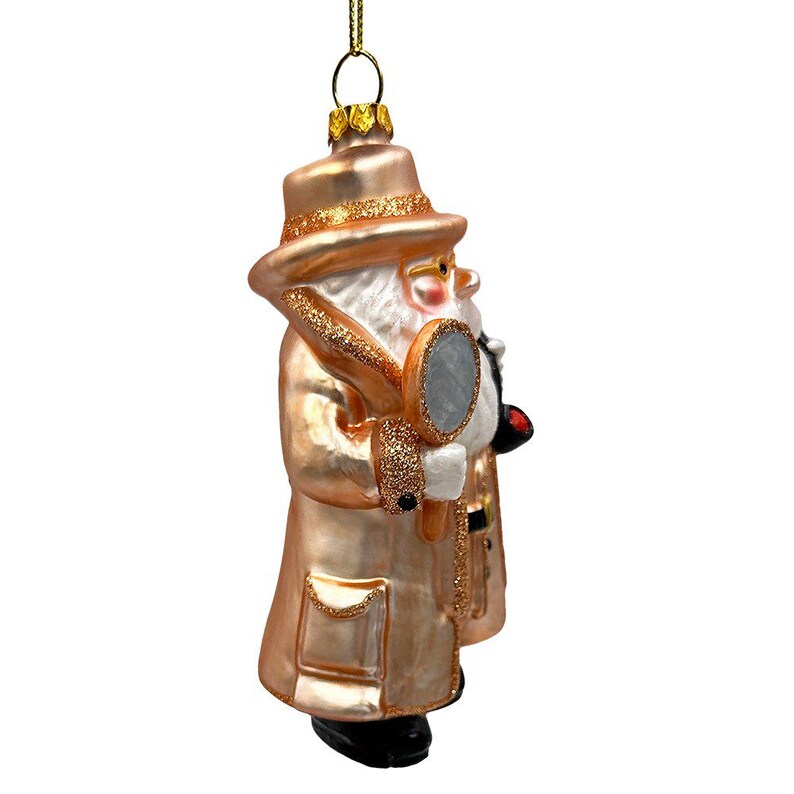 Santa the Detective Glass Christmas Ornament, Criminal Police ...
