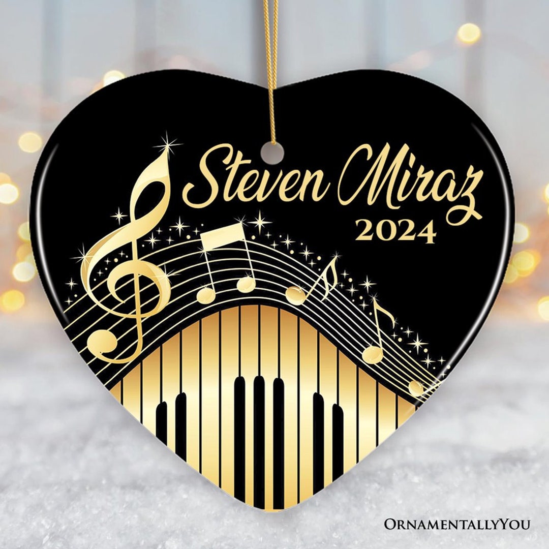 Elegant Gold Music Note Piano Keys Personalized Ornament, Customizable ...