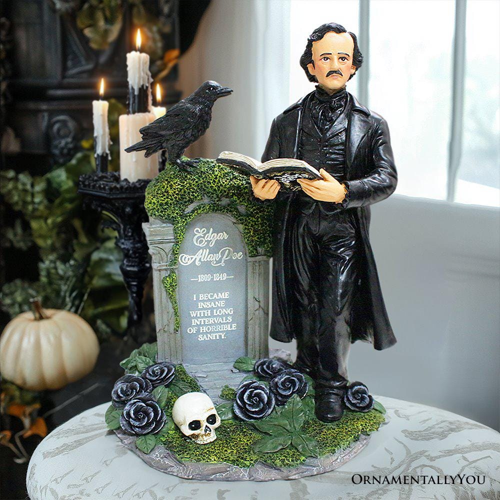 Edgar Allan Poe Handpainted 9" Figurine, Horror Home Statue Decoration ...