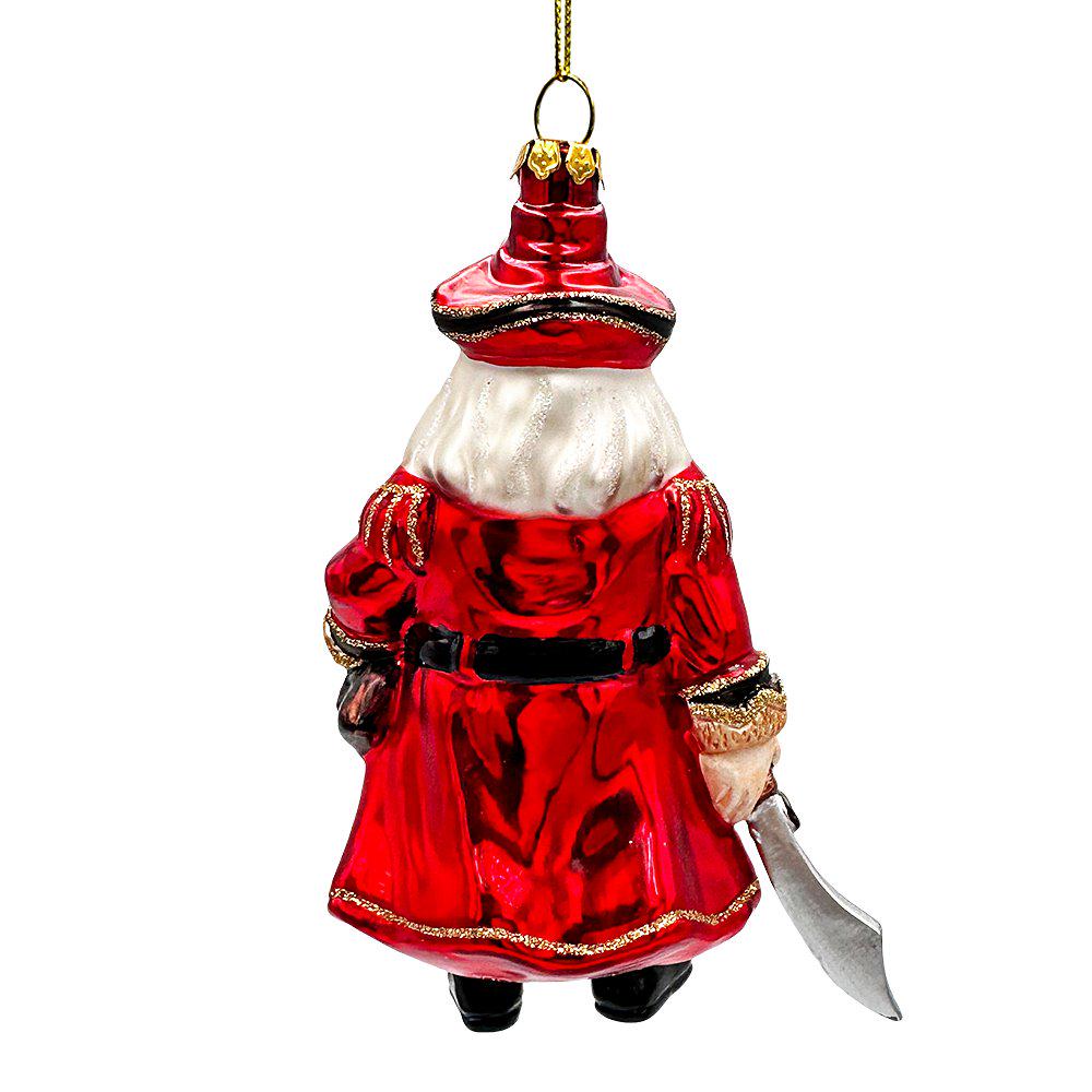 Santa Pirate Glass Christmas Ornament, Sea Sailer Bandit Unique Tree ...