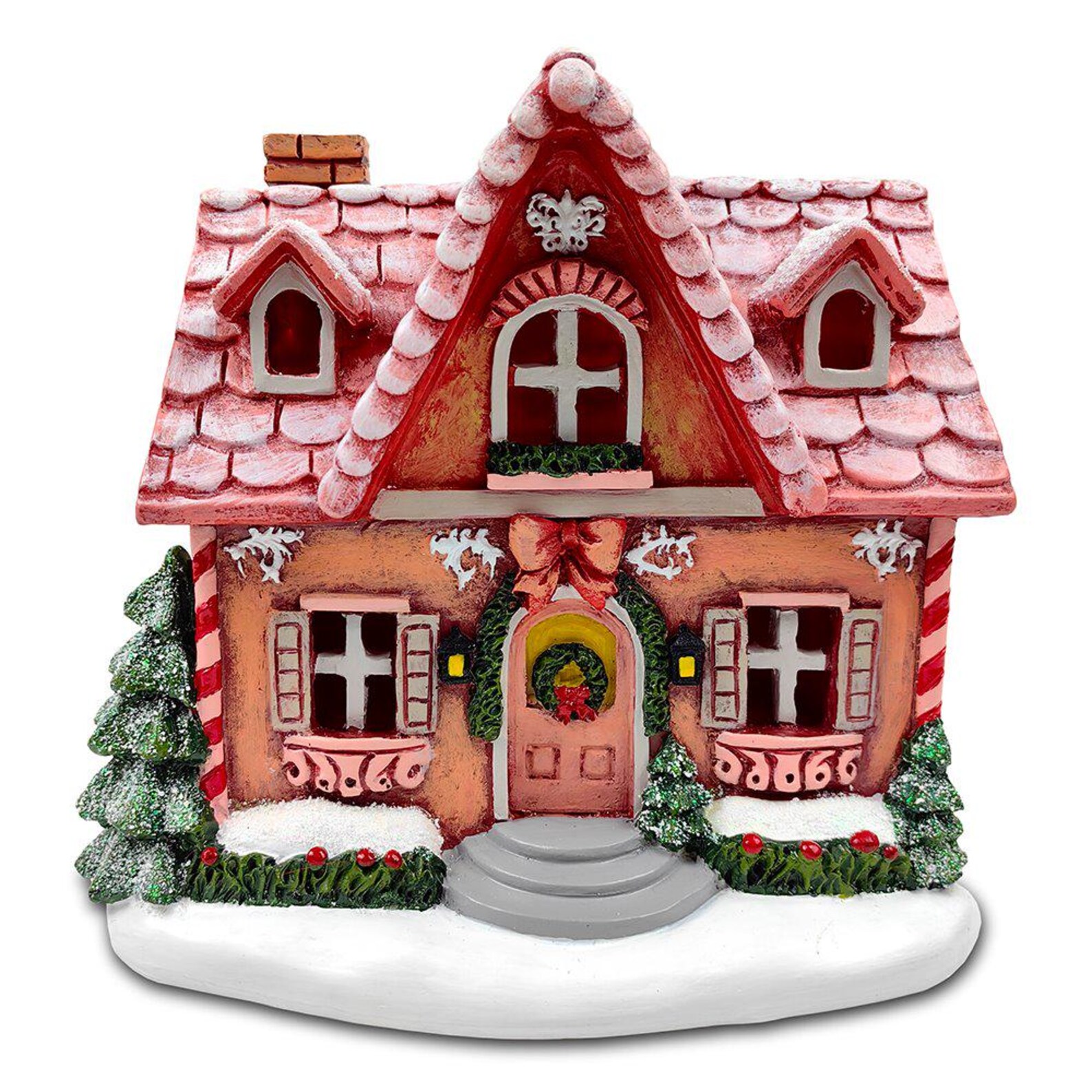 Sparkling Pink Winter Magic LED Gingerbread Home Figurine, 7" Lighted ...