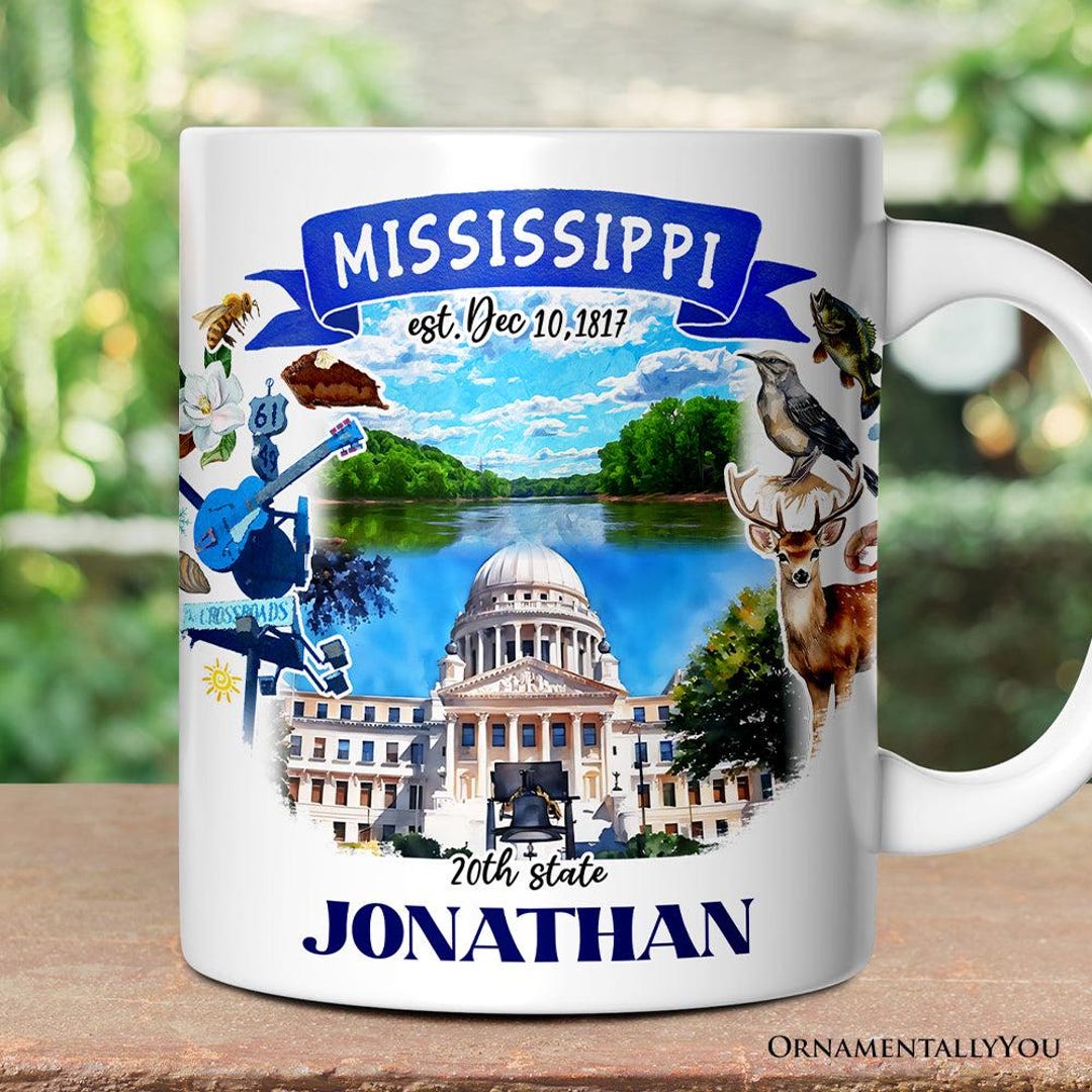 Artistic Mississippi State Themes and Landmarks Personalized Mug With ...