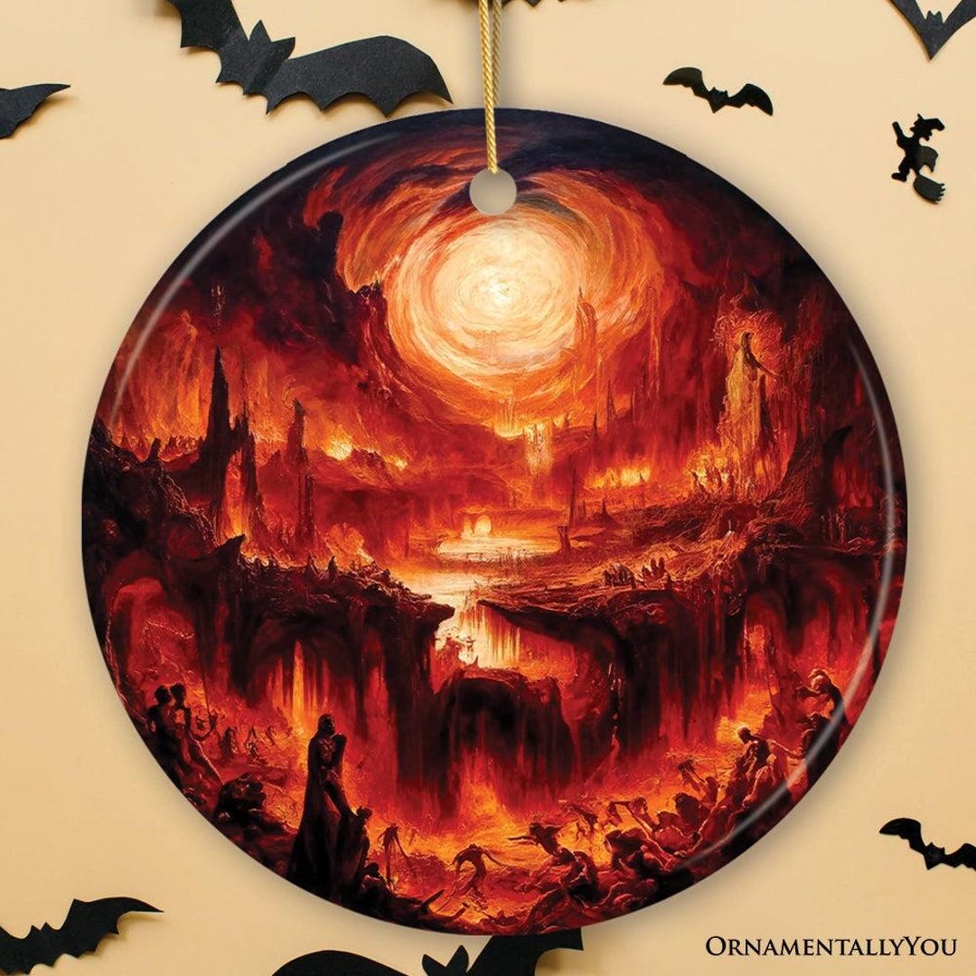 Fiery Hellscape Dante's Inferno Ceramic Ornament, Painting Halloween Gift and Decor - Etsy