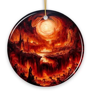 Fiery Hellscape Dante's Inferno Ceramic Ornament, Painting Halloween ...