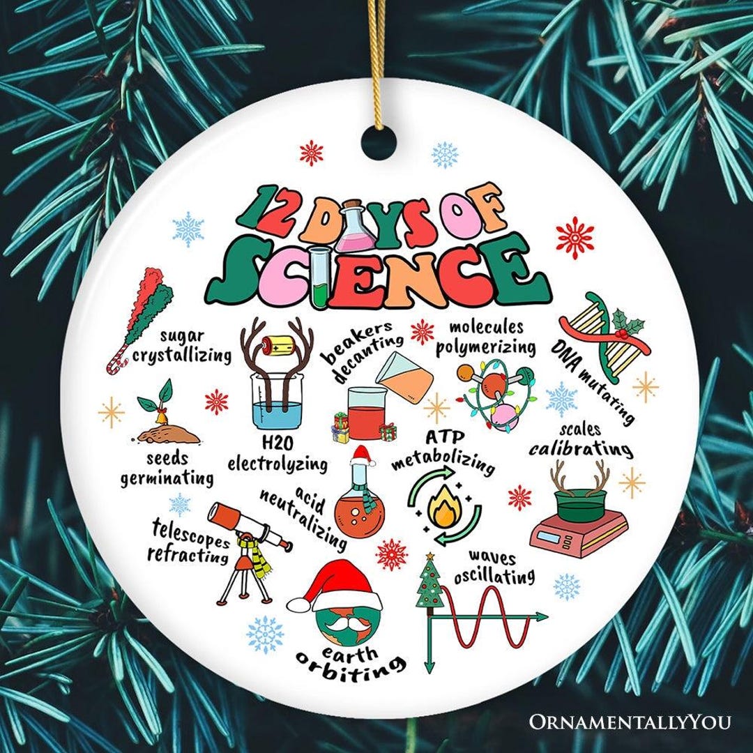 12 Days of Science Ornament, Christmas Gift for Scientist Nerd or ...