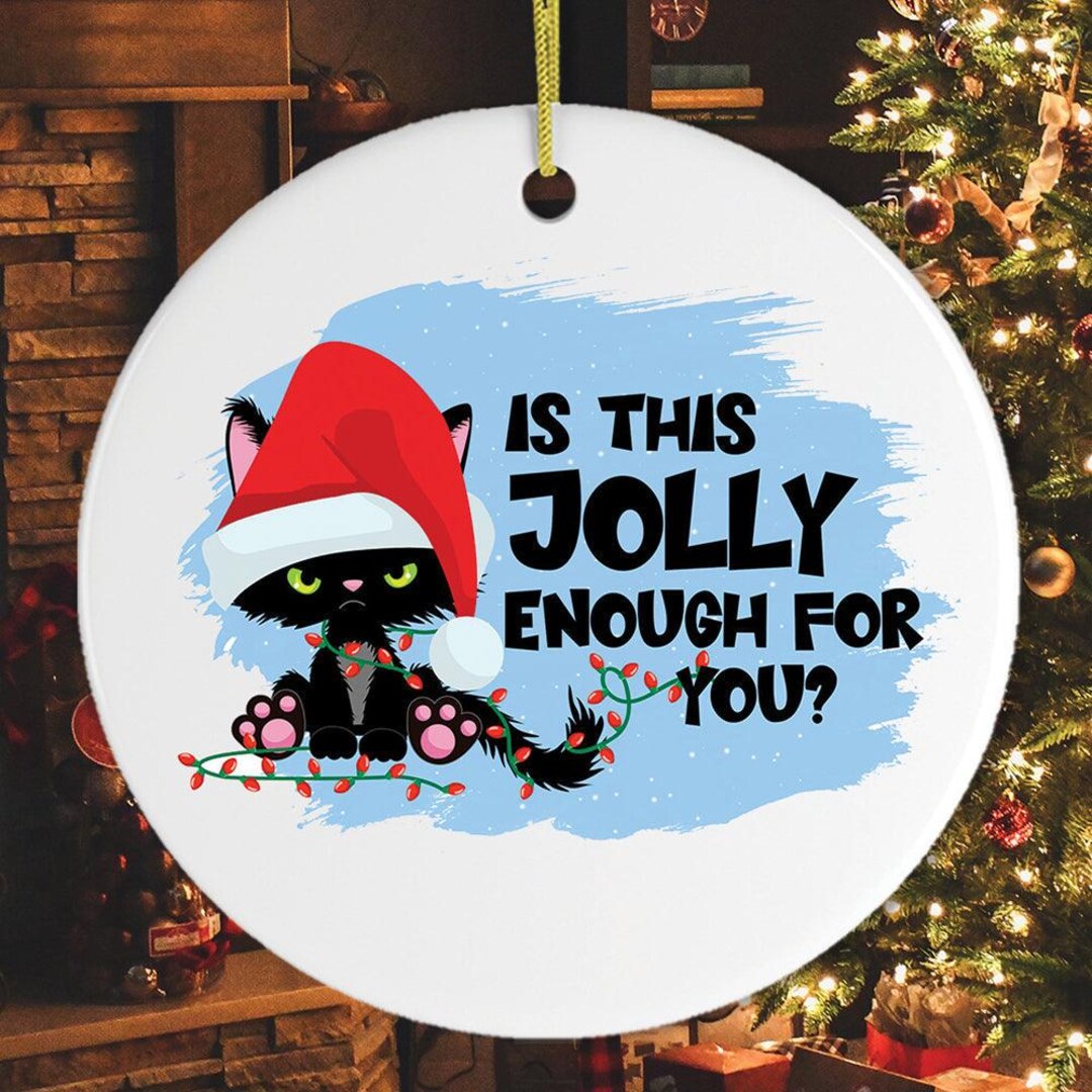 Funny Black Cat Cranky Christmas Humor Ornament - Etsy