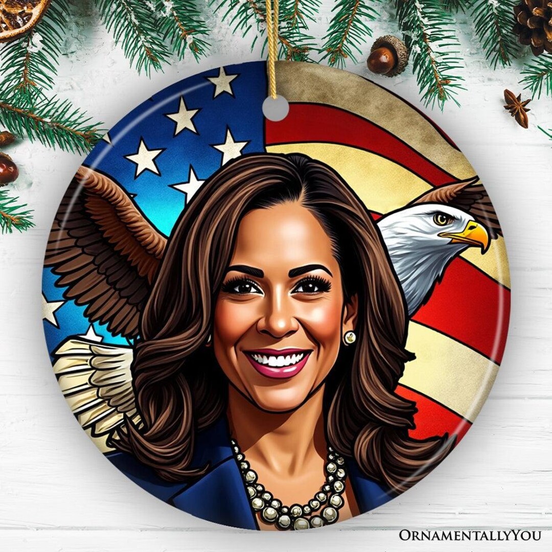 Kamala Harris With American Eagle Ceramic Ornament, Distinguished ...