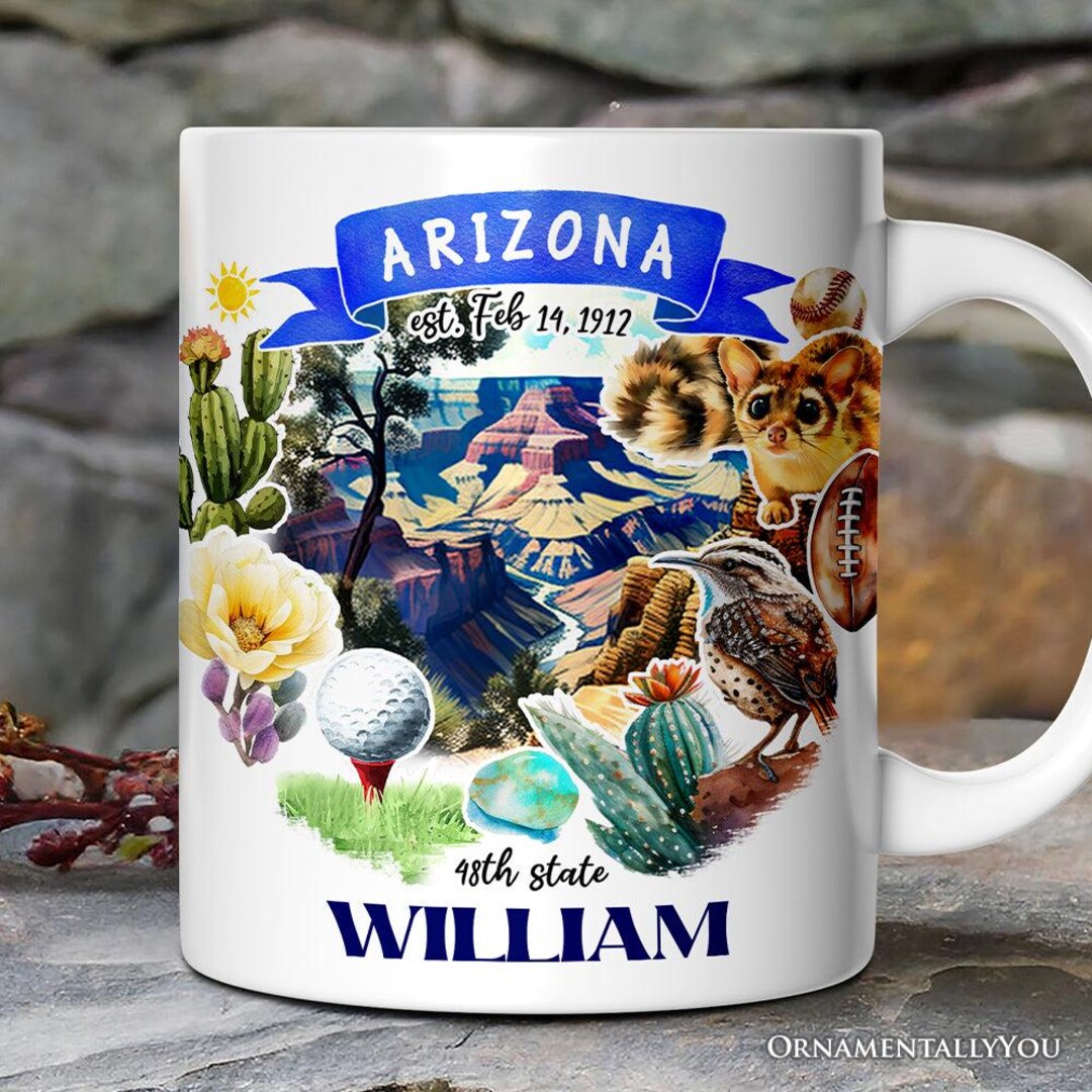 Artistic Arizona State Themes and Landmarks Personalized Mug With ...