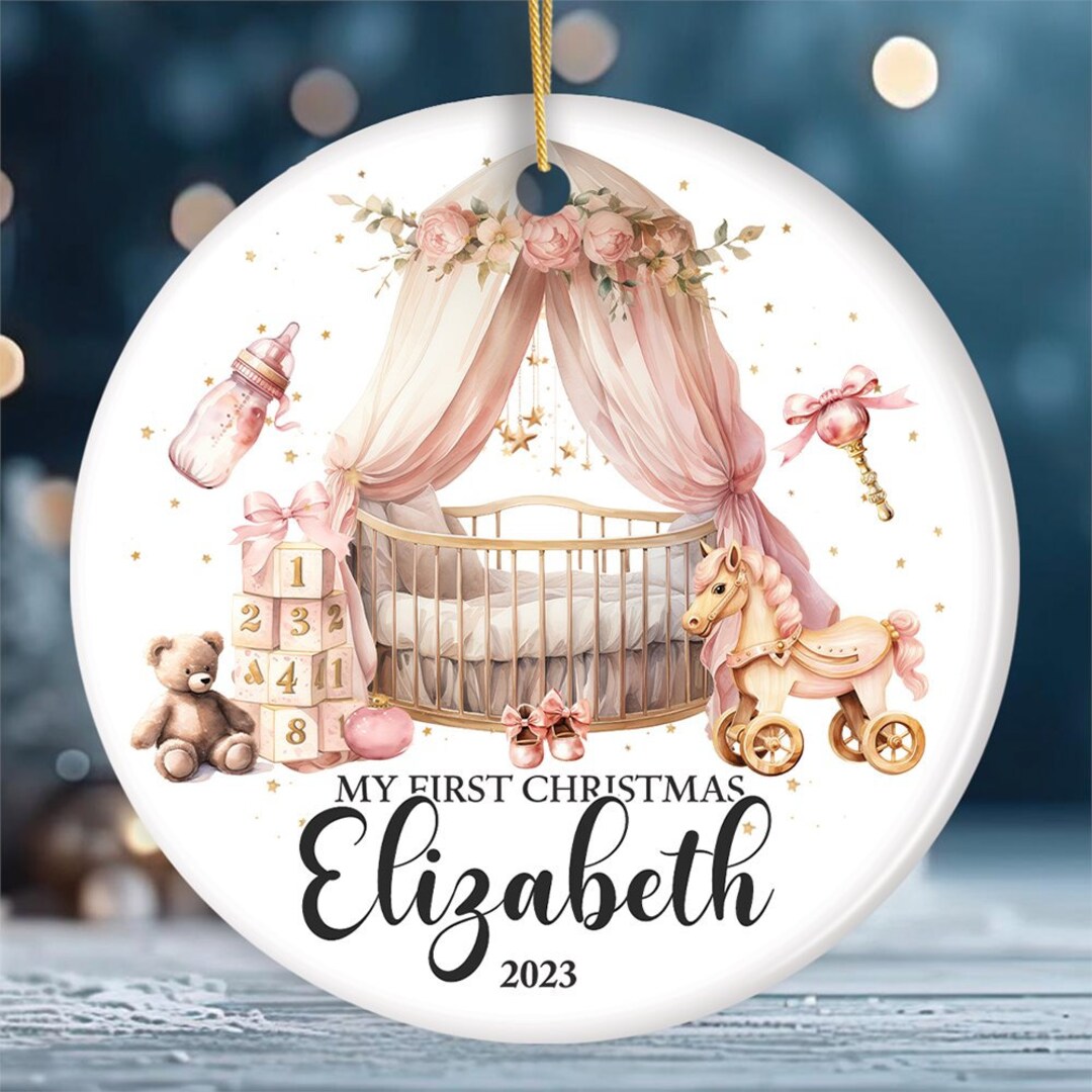 Personalized Baby Girl First Christmas Ornament, Treasured Newborn ...