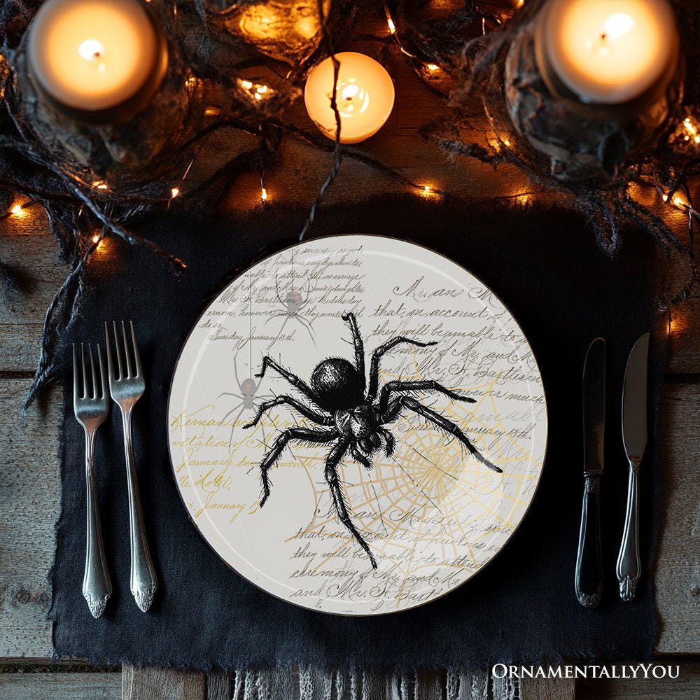 Gothic Elegance Set of 4 Plates With Real Gold Trim, Halloween ...