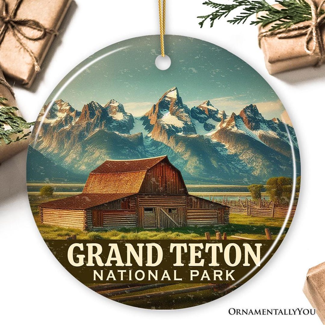 Rustic Grand Teton National Park Ornament, Wyoming Landscape Christmas ...