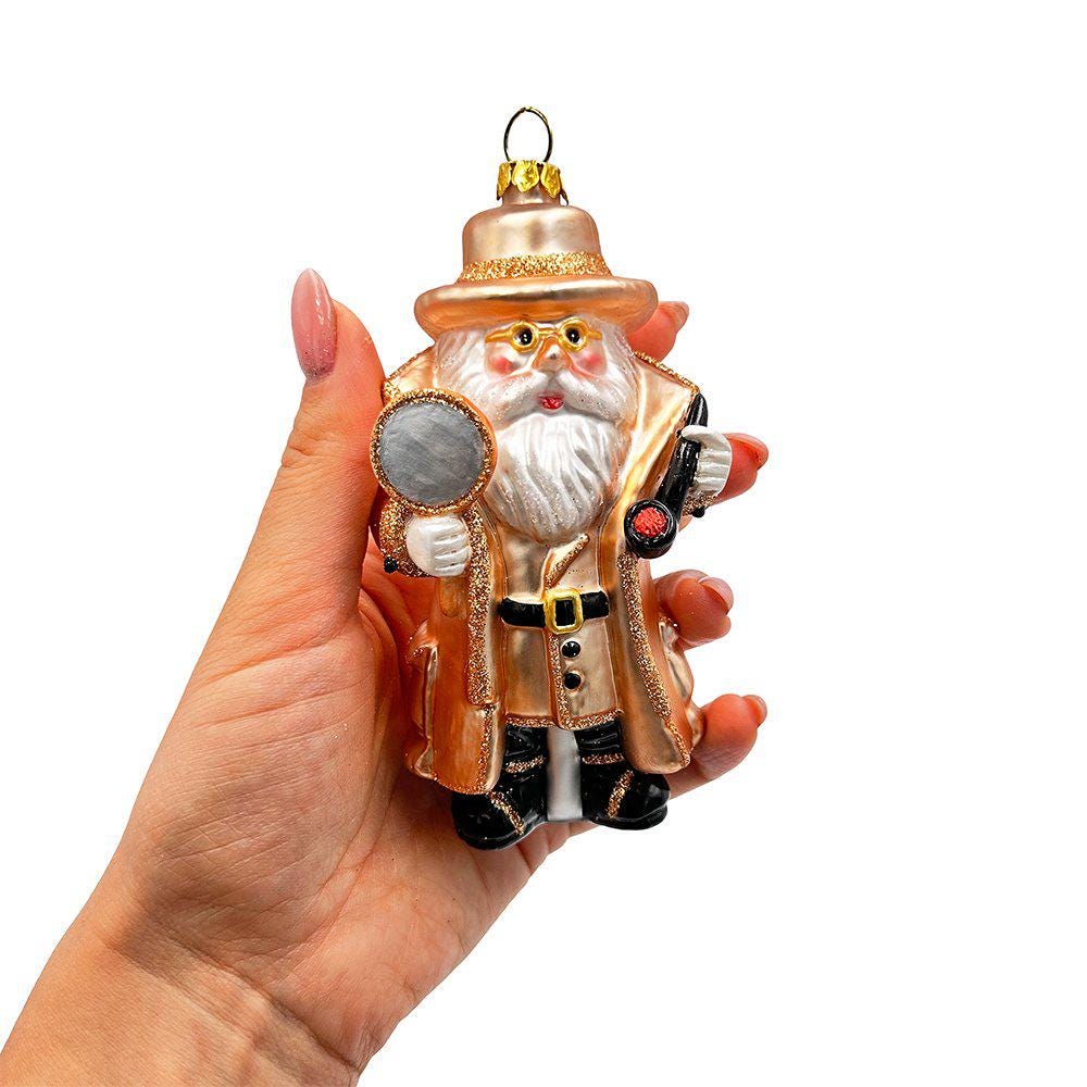 Santa the Detective Glass Christmas Ornament, Criminal Police ...