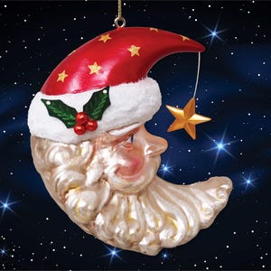 Celestial Crescent Moon Santa Glass Christmas Ornament - Etsy