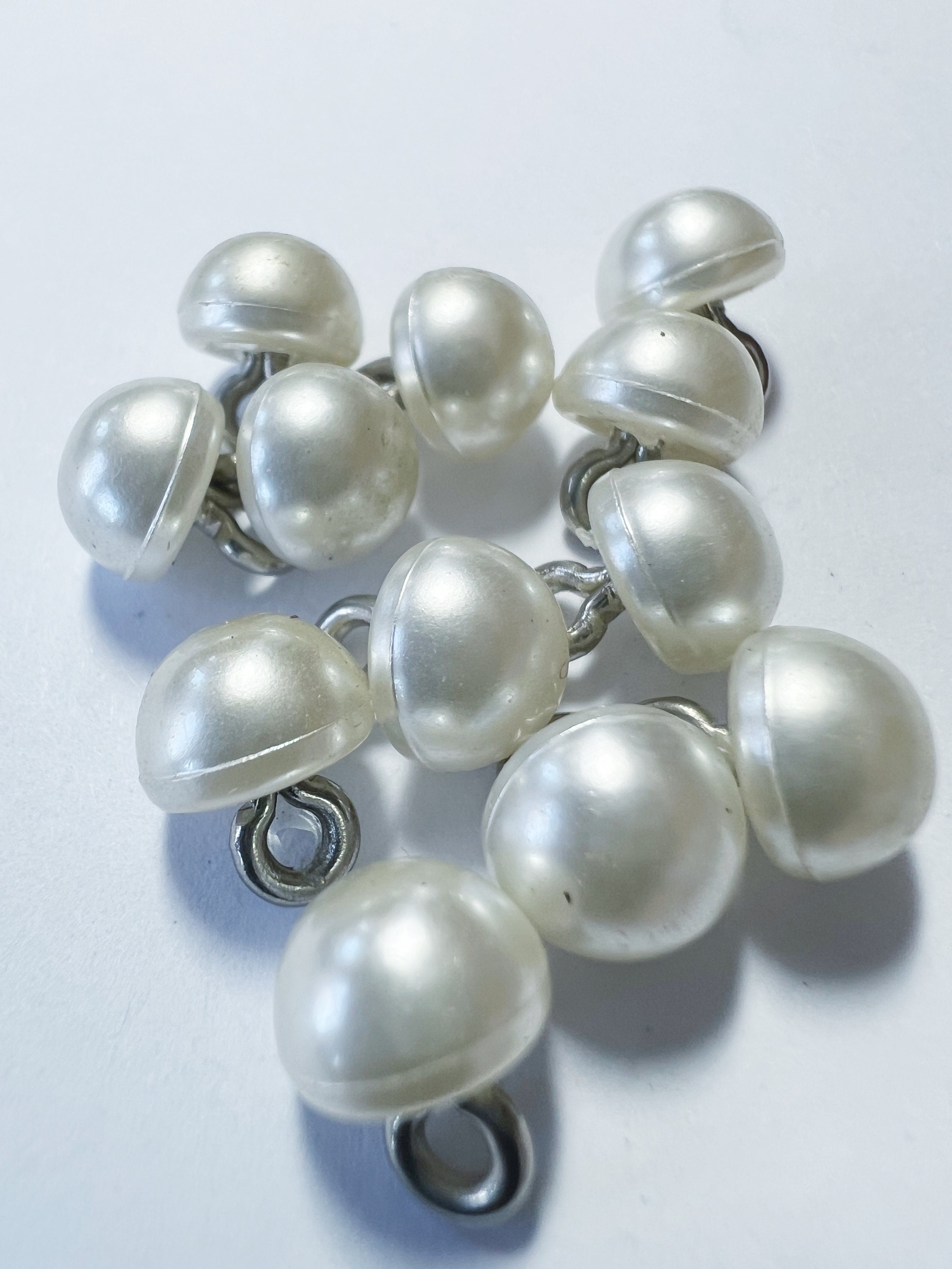 Set of 12 Faux Pearl Buttons 8mm Round Half Dome Button, Wedding Dress ...