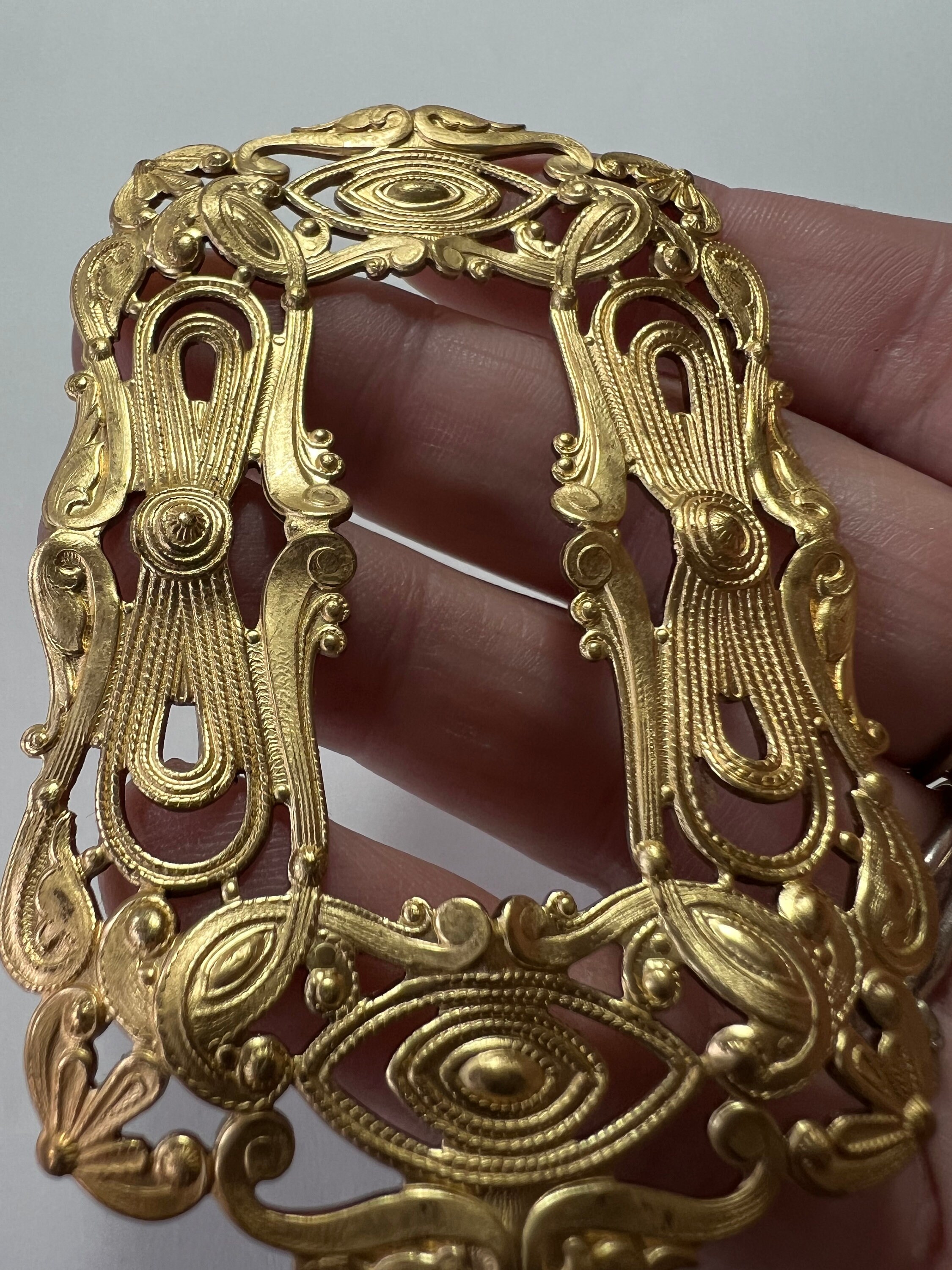 Vintage Brass Rectangle Frame Stamping, Ornate Stamping, Filigree Frame ...