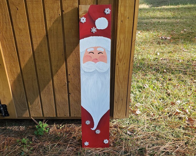 Santa Welcome Sign, Santa Porch Sign, Porch Leaner for Christmas, Hand ...
