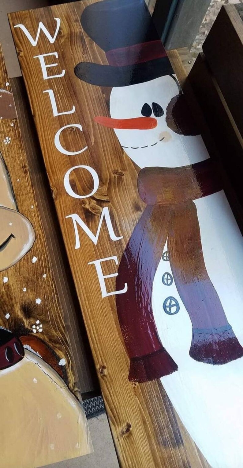 Snowman Porch Sign Winter Welcome Sign Snowman Porch Leaner - Etsy