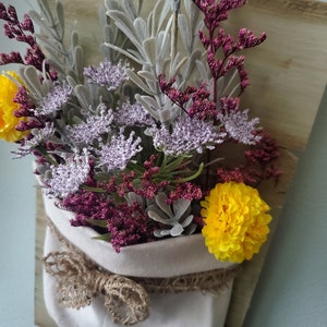 Rustic Floral Wall Pocket for Spring Wall Decor, Wildflower Floral Wall ...