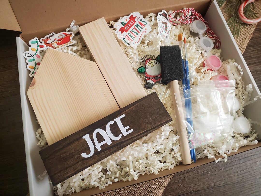 Custom Christmas Craft Box for Kids, DIY Wooden Gingerbread House ...