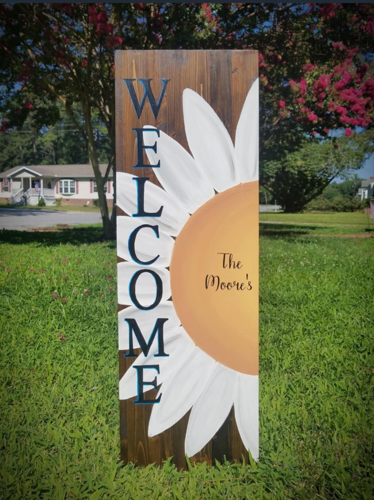 Custom Flower Welcome Sign Choose Sunflower or Daisy Porch | Etsy