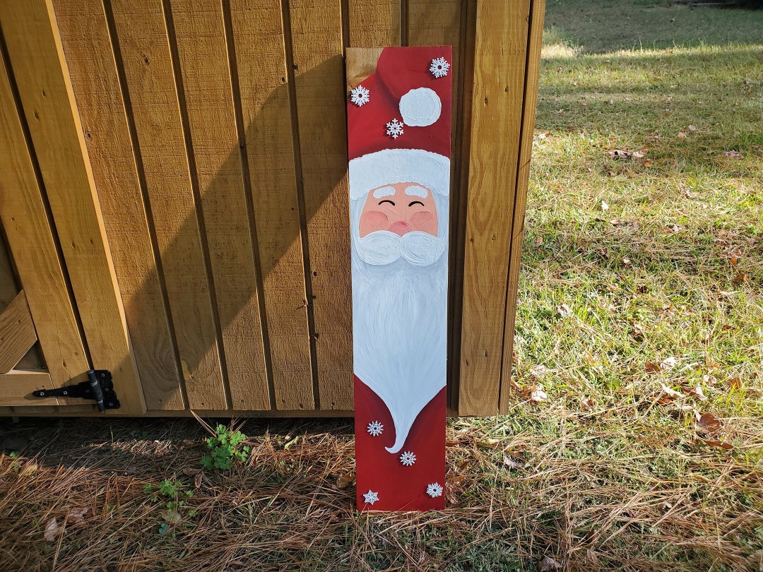 Santa Welcome Sign, Santa Porch Sign, Porch Leaner for Christmas, Hand ...