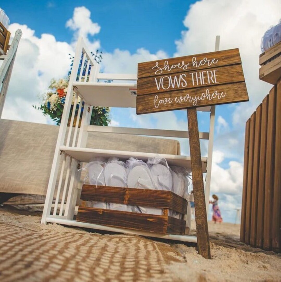 Shoes Here Sign Beach Wedding Sign Rustic Beach Decor Destination ...
