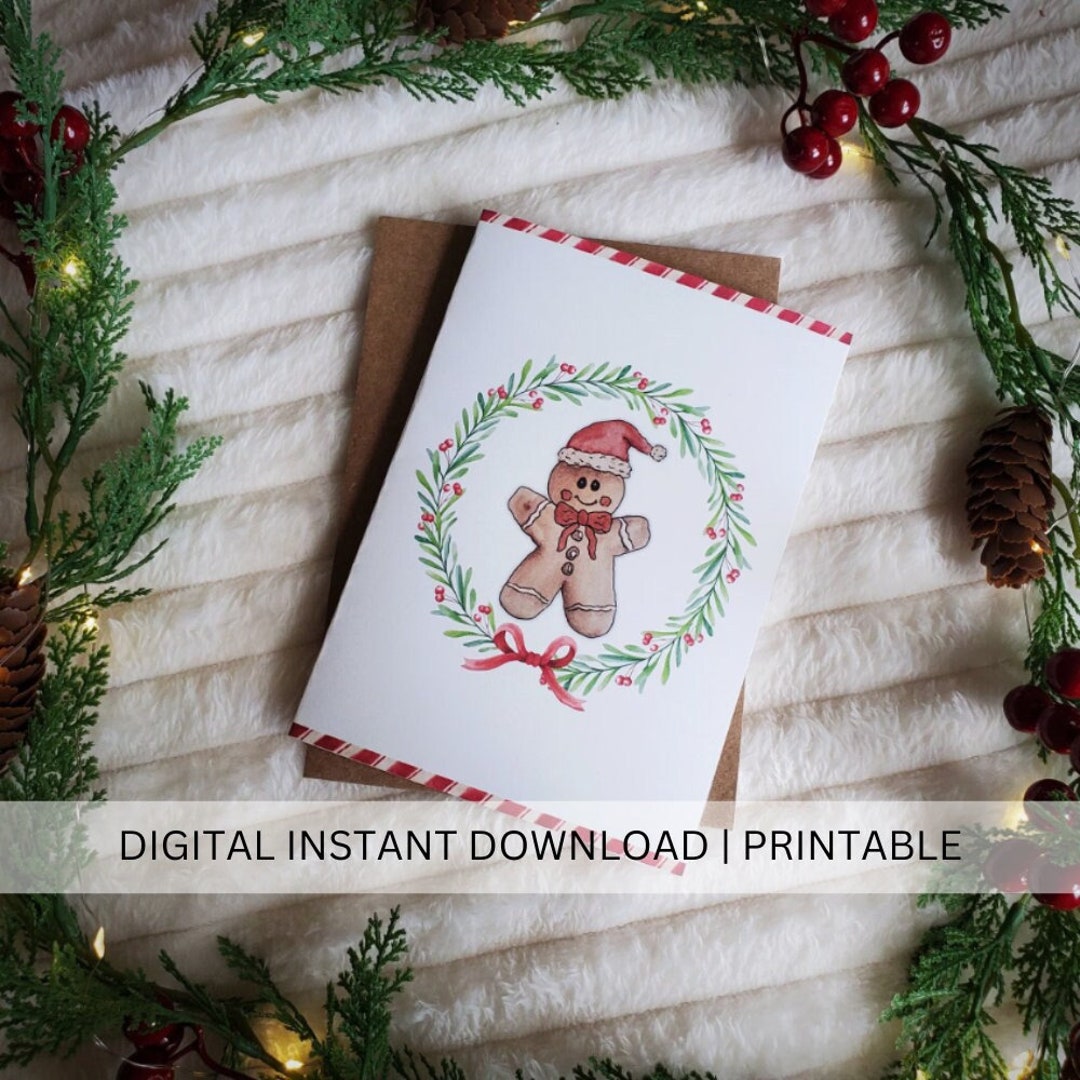 Printable Christmas Card Template Gingerbread Man Card - Etsy