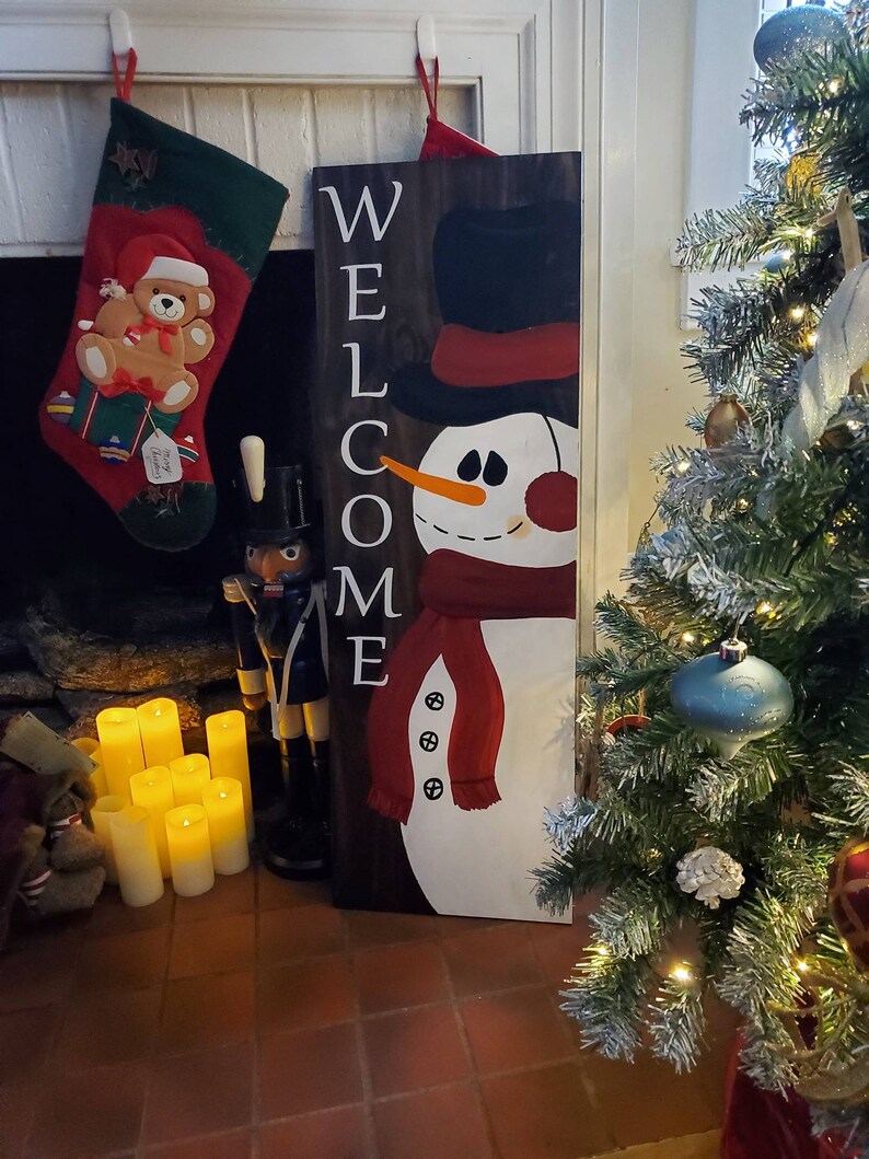Snowman Porch Sign Winter Welcome Sign Snowman Porch Leaner - Etsy