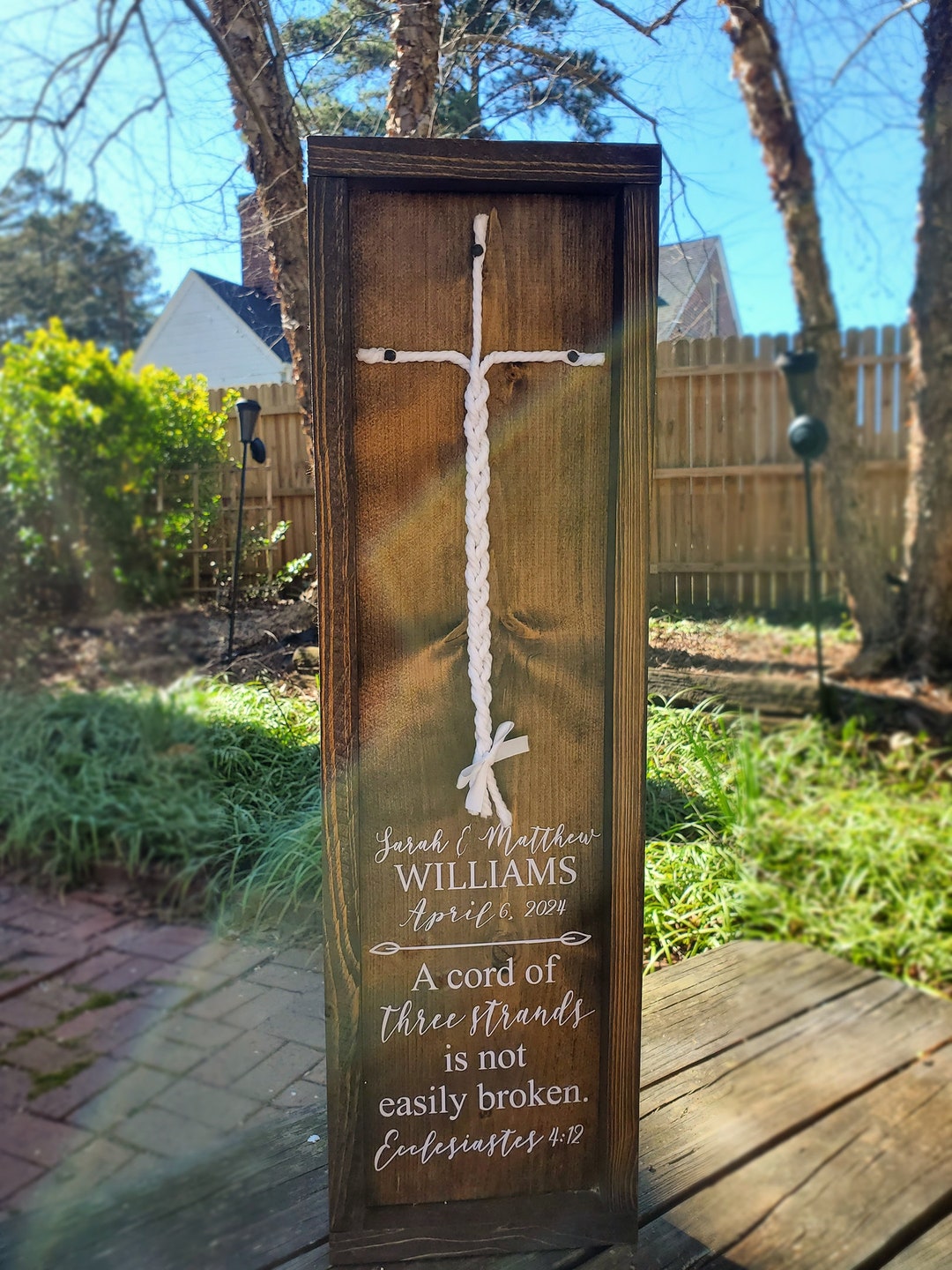 A Cord of Three Strands Wedding Sign, Wedding Cross Sign, Unity ...