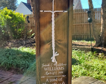 Wedding Cord of Three Strands Ceremony Cross Natural Wood & Rope Unity ...