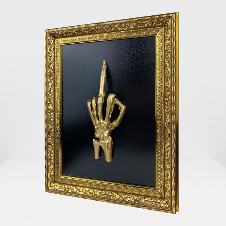 Middle Finger Filigree Gold Wall Frame, Gallery Wall Art, Gothic Home ...