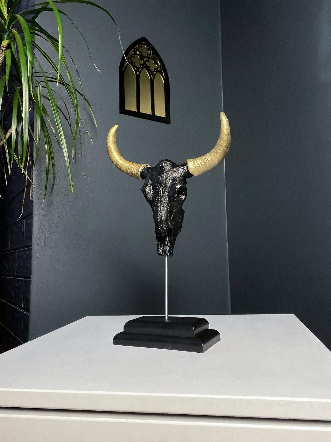 Bison Skull Mounted on Stand, Buffalo Skull, Cow Bull Skull, Painted ...