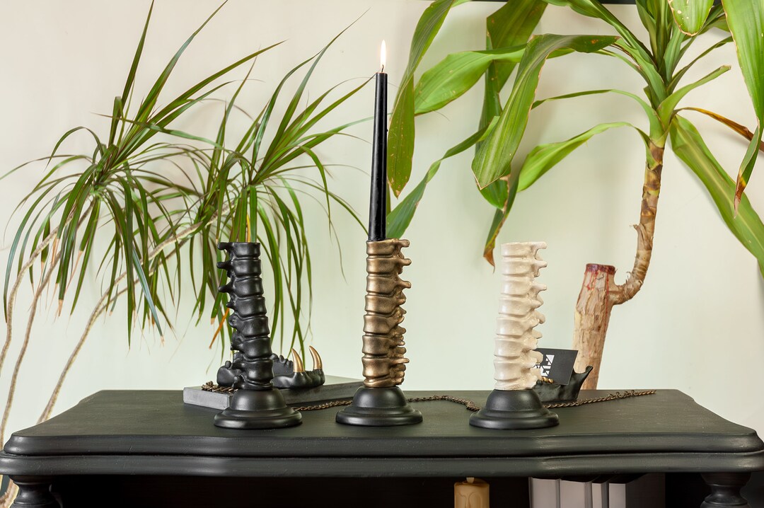 Spine Candlestick Holder, Gothic Home Decor, Dinner Table Decor, Dark ...