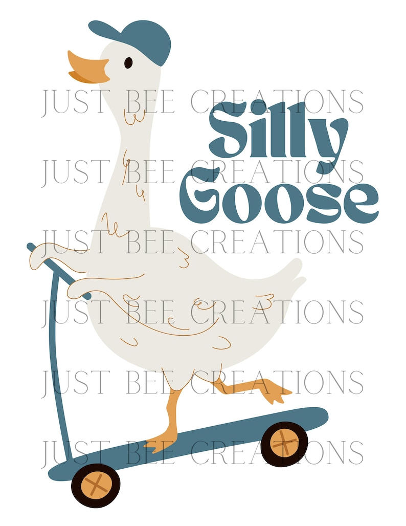 Silly Goose on a Scooter PNG Digital Design Download, Children's Design ...