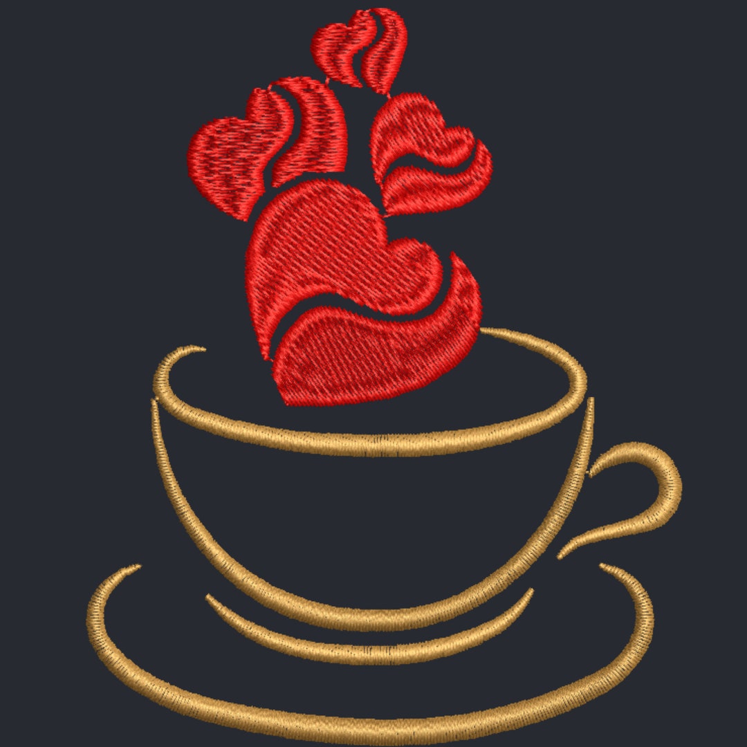Cup of Coffee Machine Embroidery Design, Love You Machine Embroidery ...