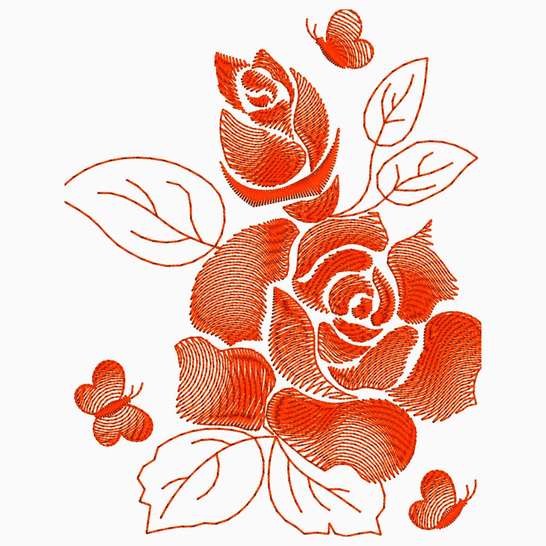 Rose Machine Embroidery Design, Flower Embroidery Designs Roses 5 Sizes ...