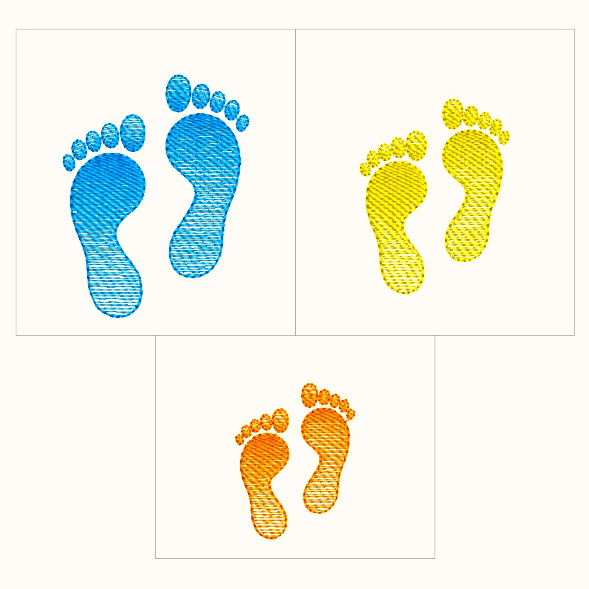 Footprints Embroidery Design, Feet Machine Embroidery Designs 3 Sizes ...