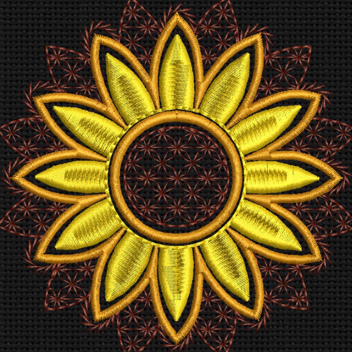 Sunflower Embroidery Design, Flowers Embroidery Designs. the Pattern of ...