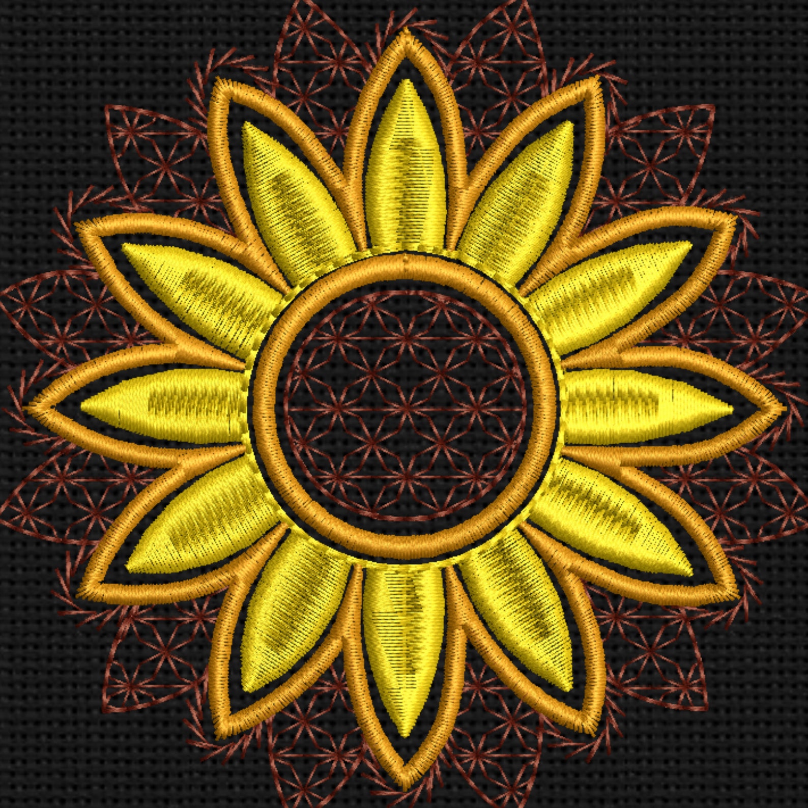 Sunflower Embroidery Design, Flowers Embroidery Designs. the Pattern of ...