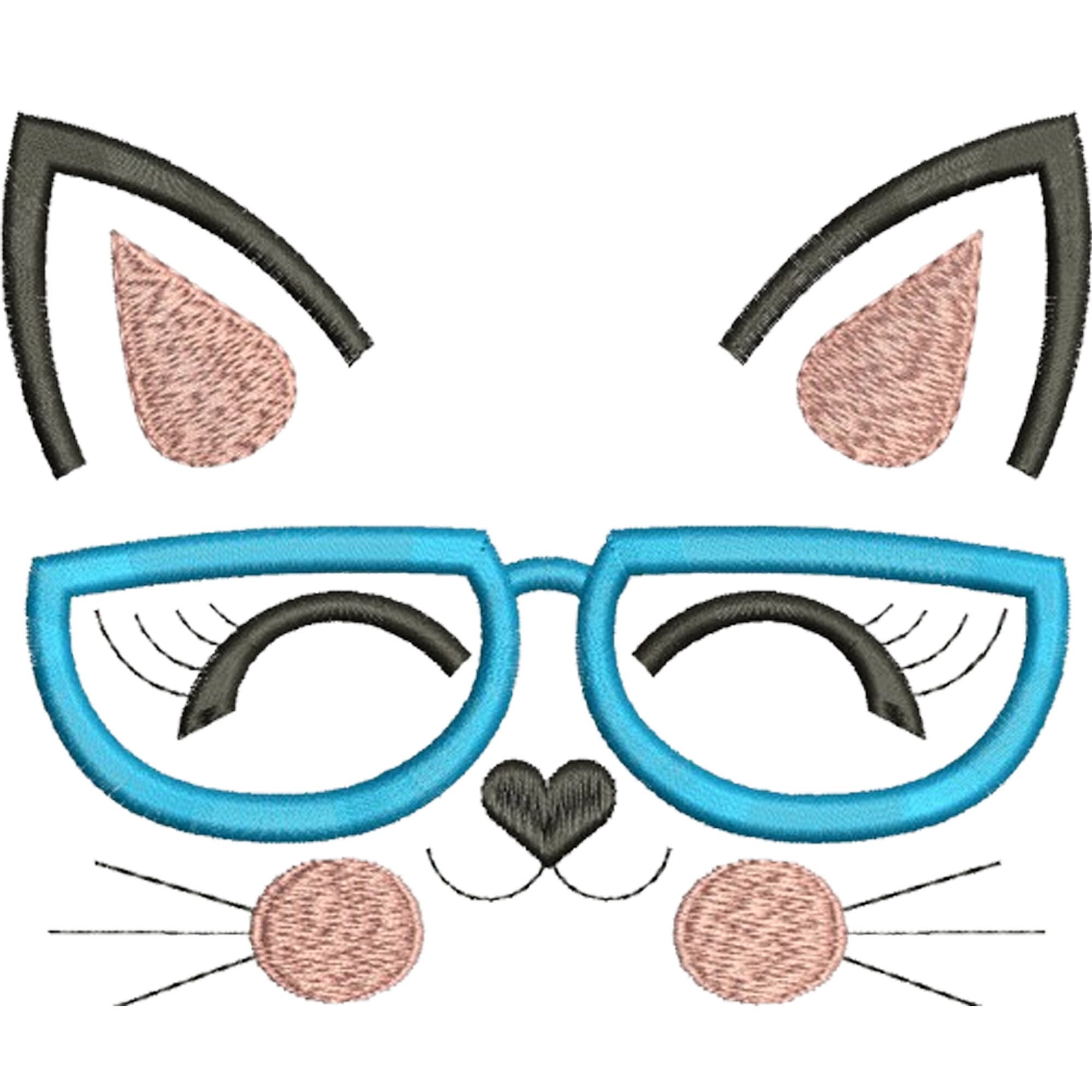 Cute Cat Face Machine Embroidery Designs , Animal Machine File ...